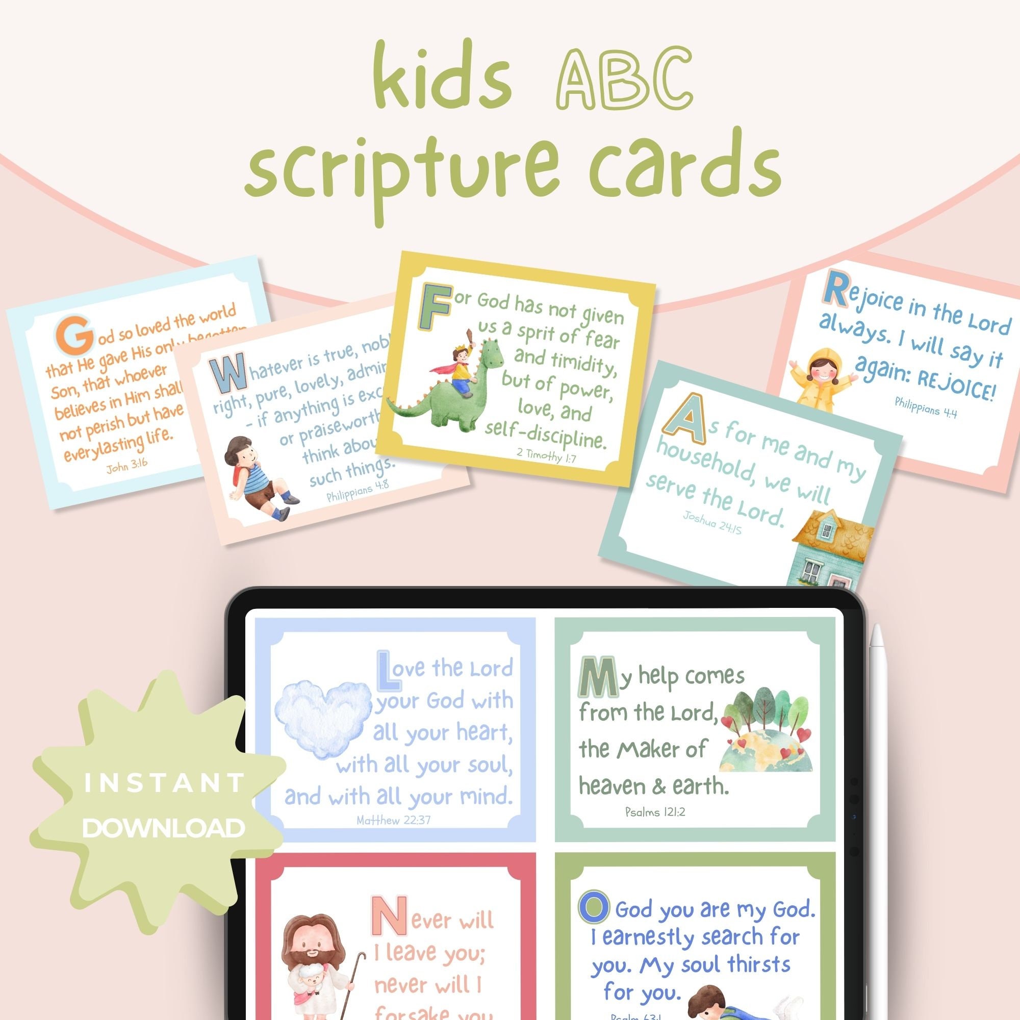 ABC Scripture Verse Cards, Scripture Cards, Easter, Christian ...