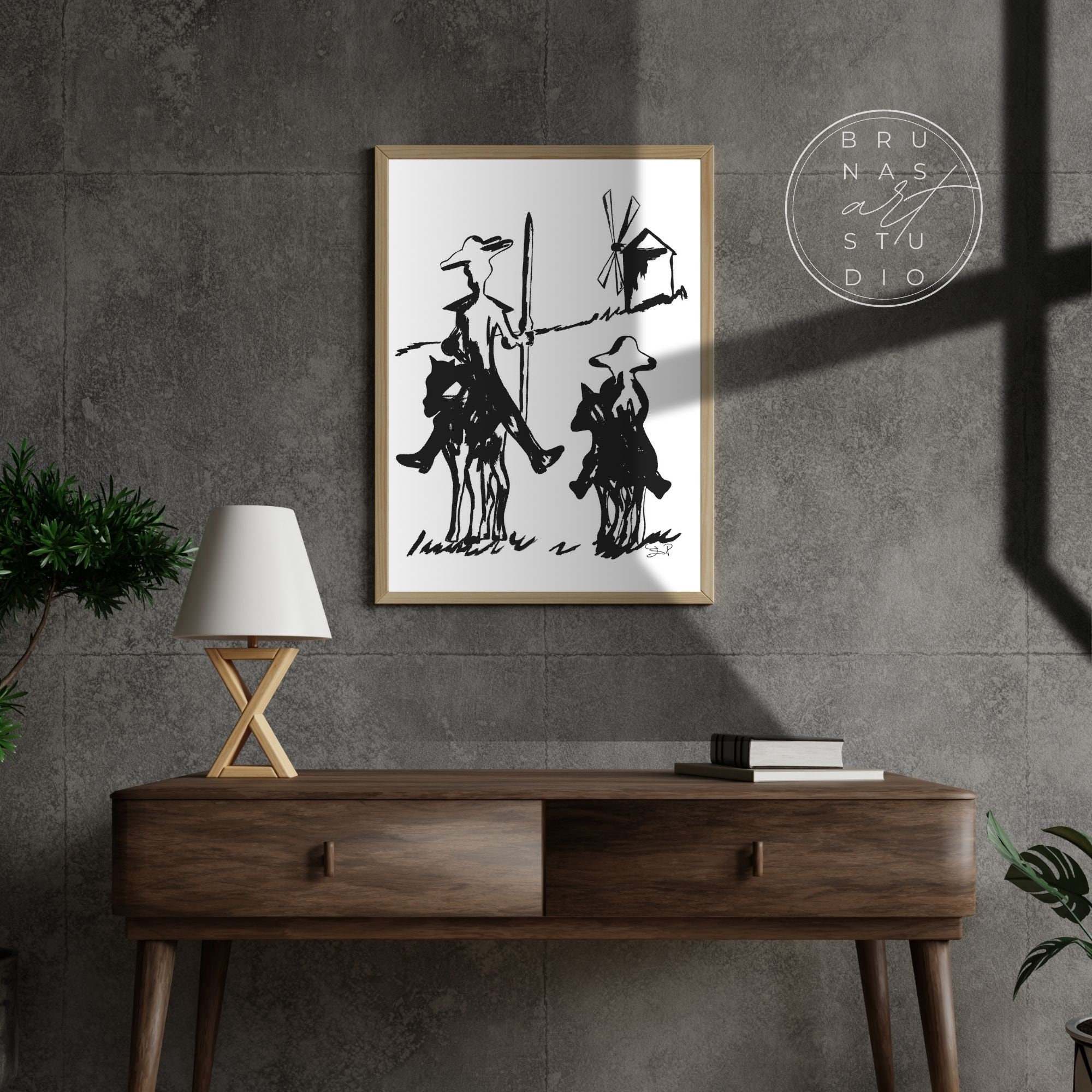 Don Quixote De La Mancha, Sancho Panza, Art Print, Hand Painted ...