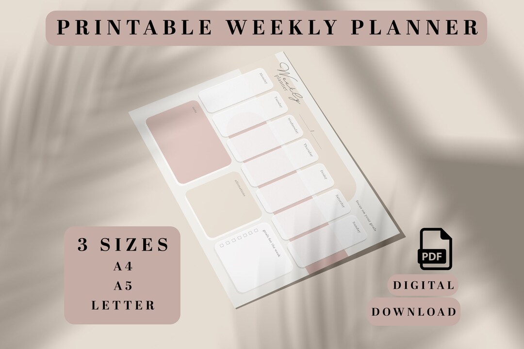 Weekly Planner Schedule Printable Desk Planner Agenda - Etsy