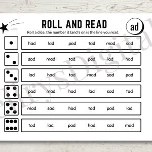 25 Printable Short Vowel Word Family Endings Roll and Read Worksheet ...