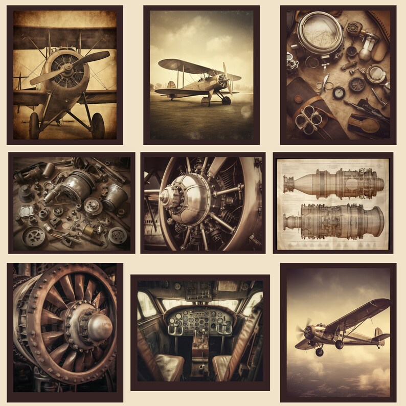 Vintage Aviation Wall Art Prints - Set of 40 Digital Prints for Gallery ...
