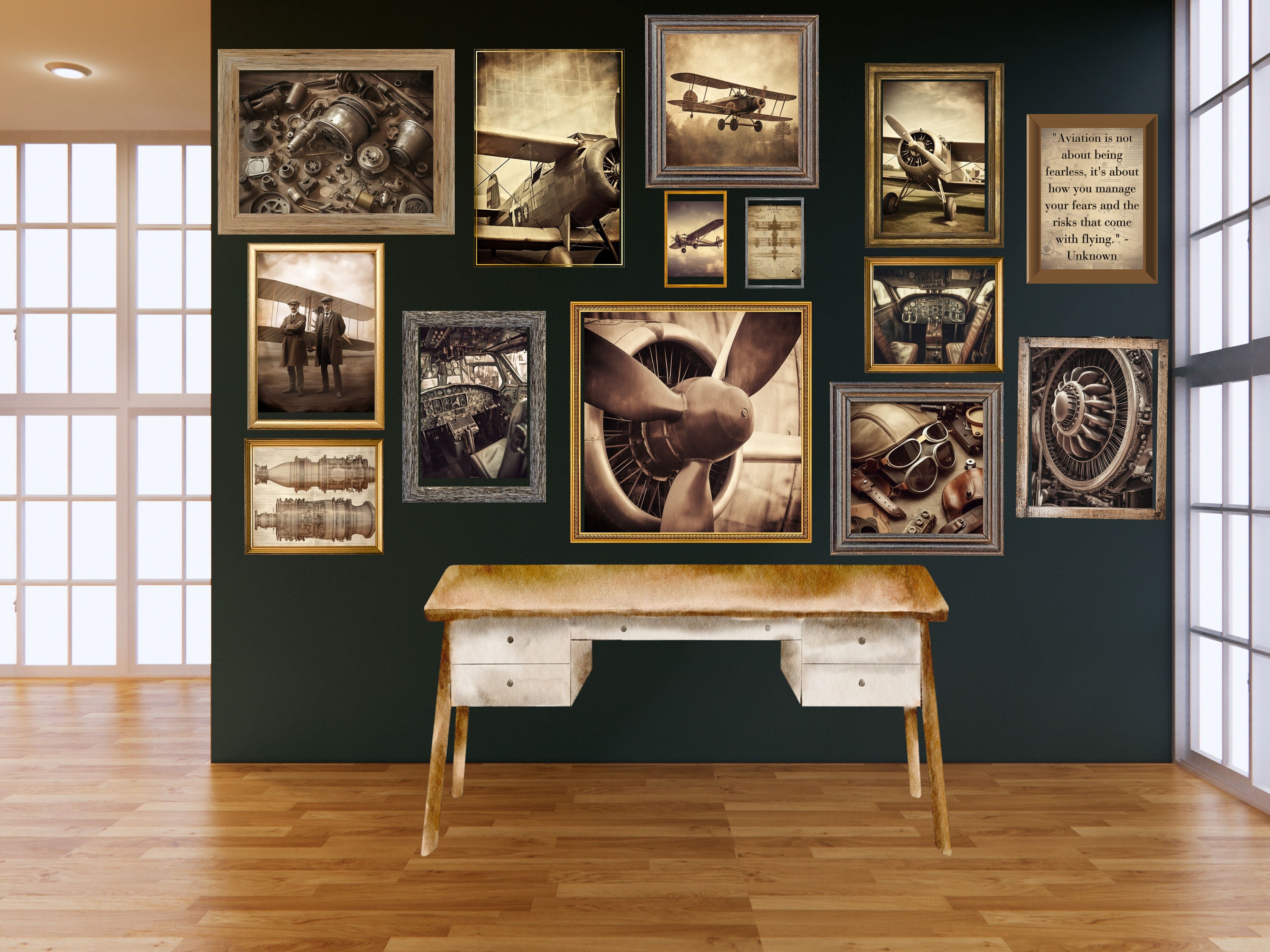 Vintage Aviation Wall Art Prints - Set of 40 Digital Prints for Gallery ...
