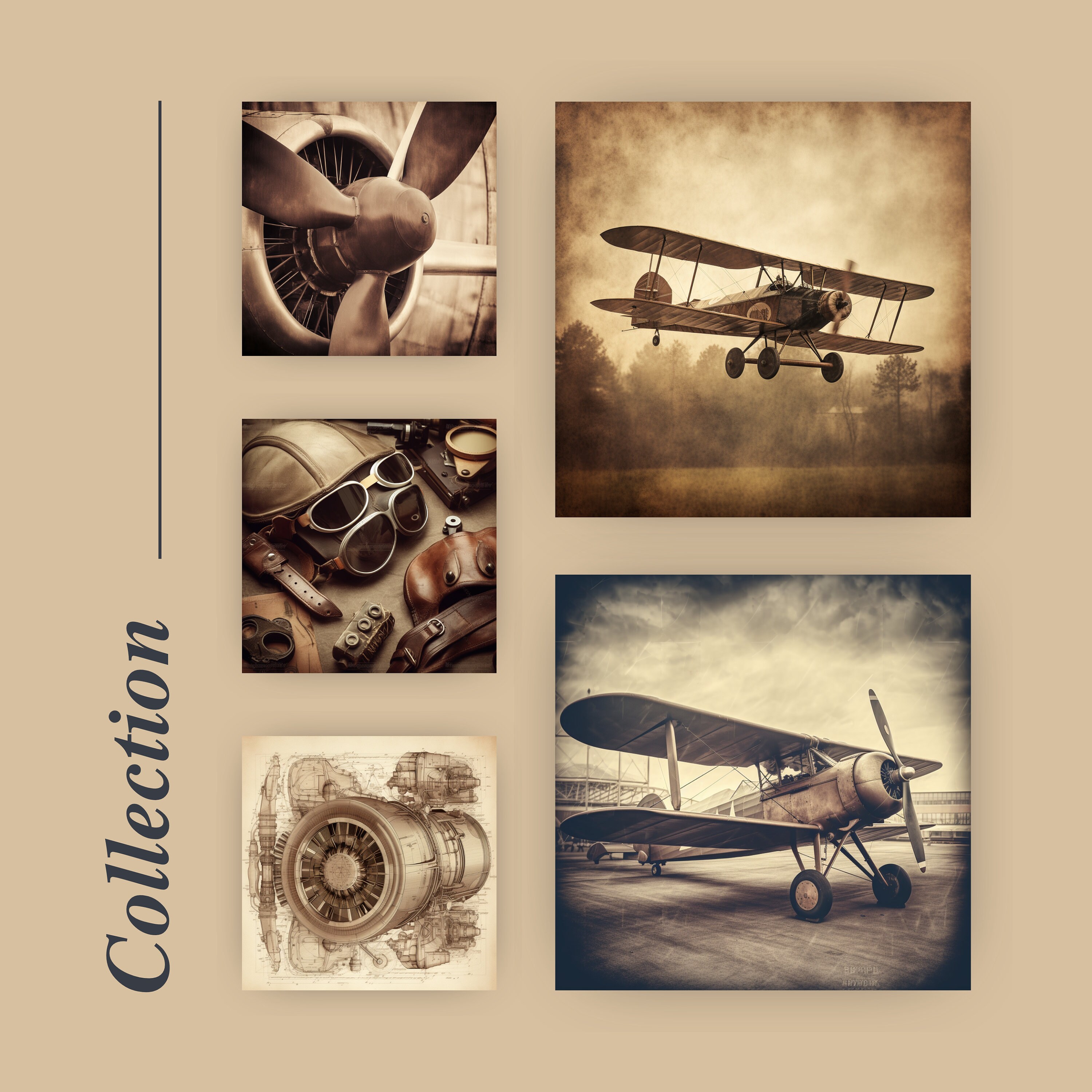 Vintage Aviation Wall Art Prints - Set of 40 Digital Prints for Gallery ...