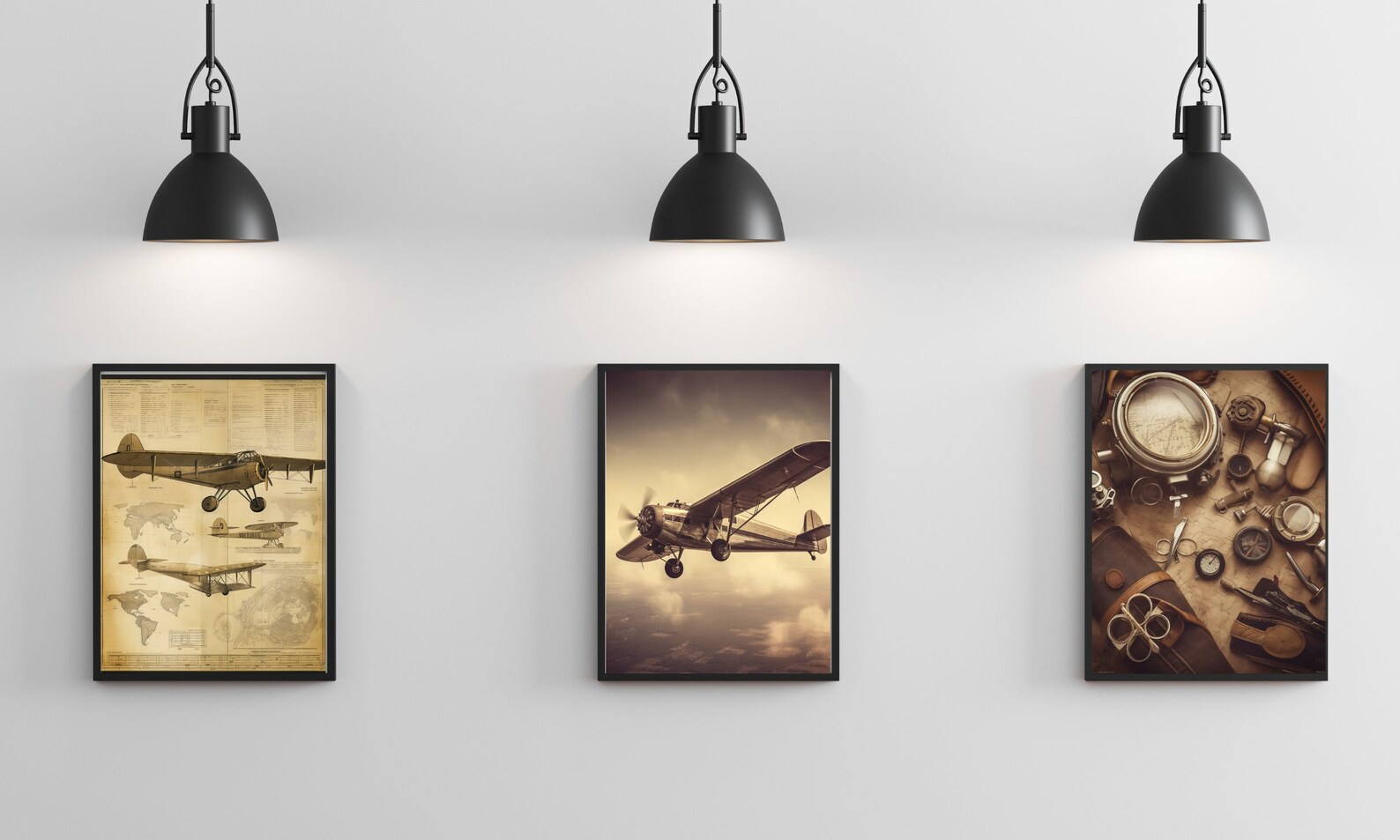Vintage Aviation Wall Art Prints - Set of 40 Digital Prints for Gallery ...