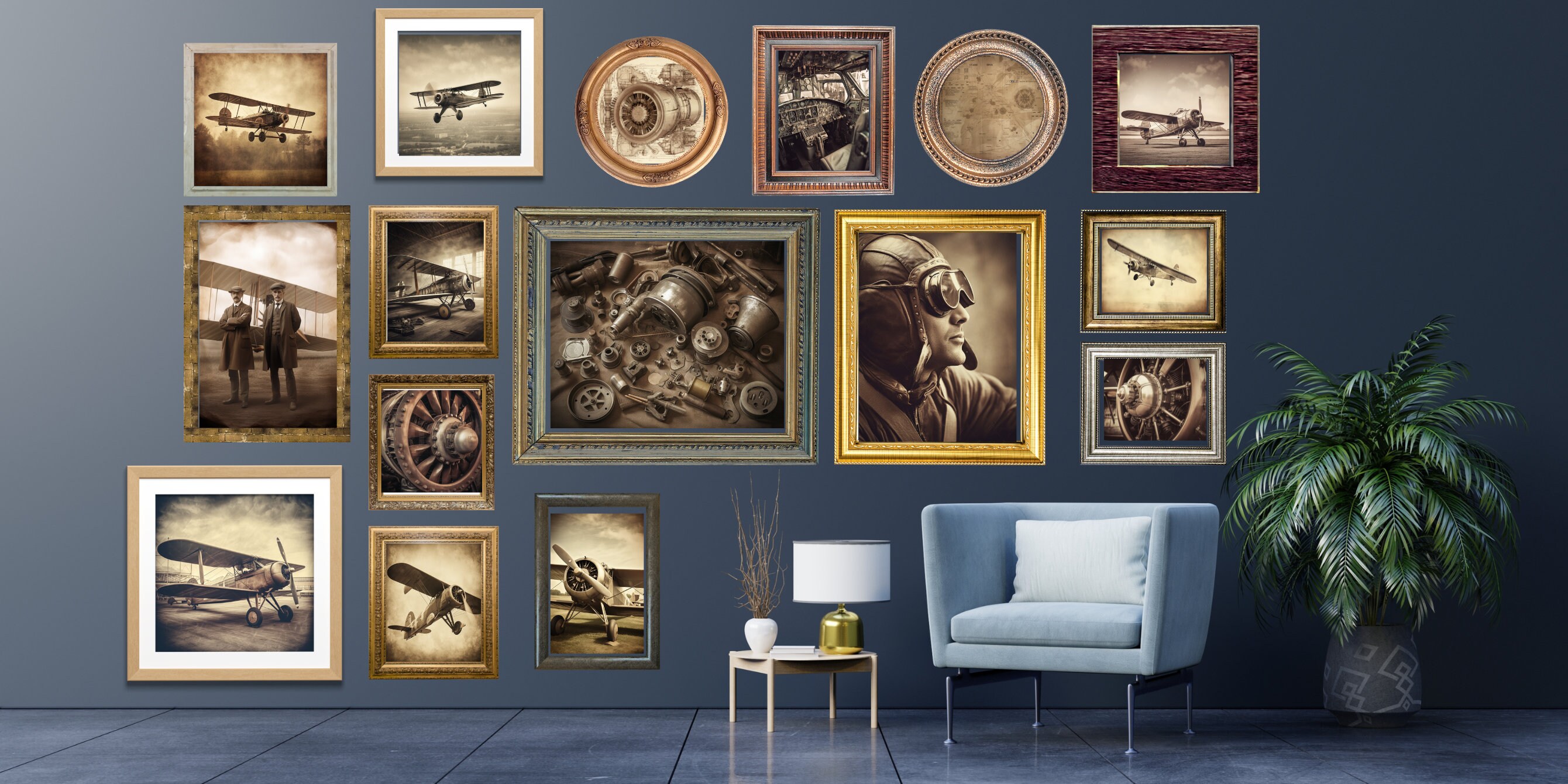 Vintage Aviation Wall Art Prints - Set of 40 Digital Prints for Gallery ...