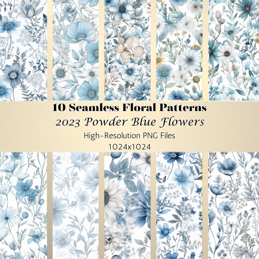 2023 Trending Blue Color Palette Seamless Digital Prints Arts and ...