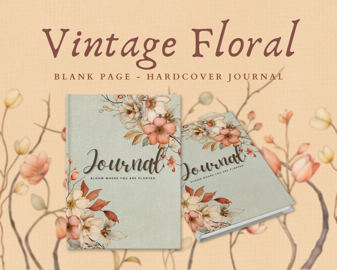 Floral Aesthetic Journal Watercolor Flowers Hardbound Notebook Vintage ...