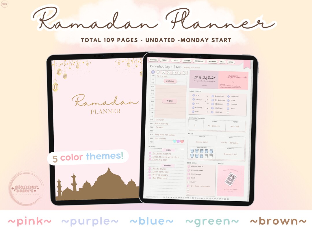 Ramadan Planner and Journal - Undated Ramadan Planner - Fasting Tracker ...