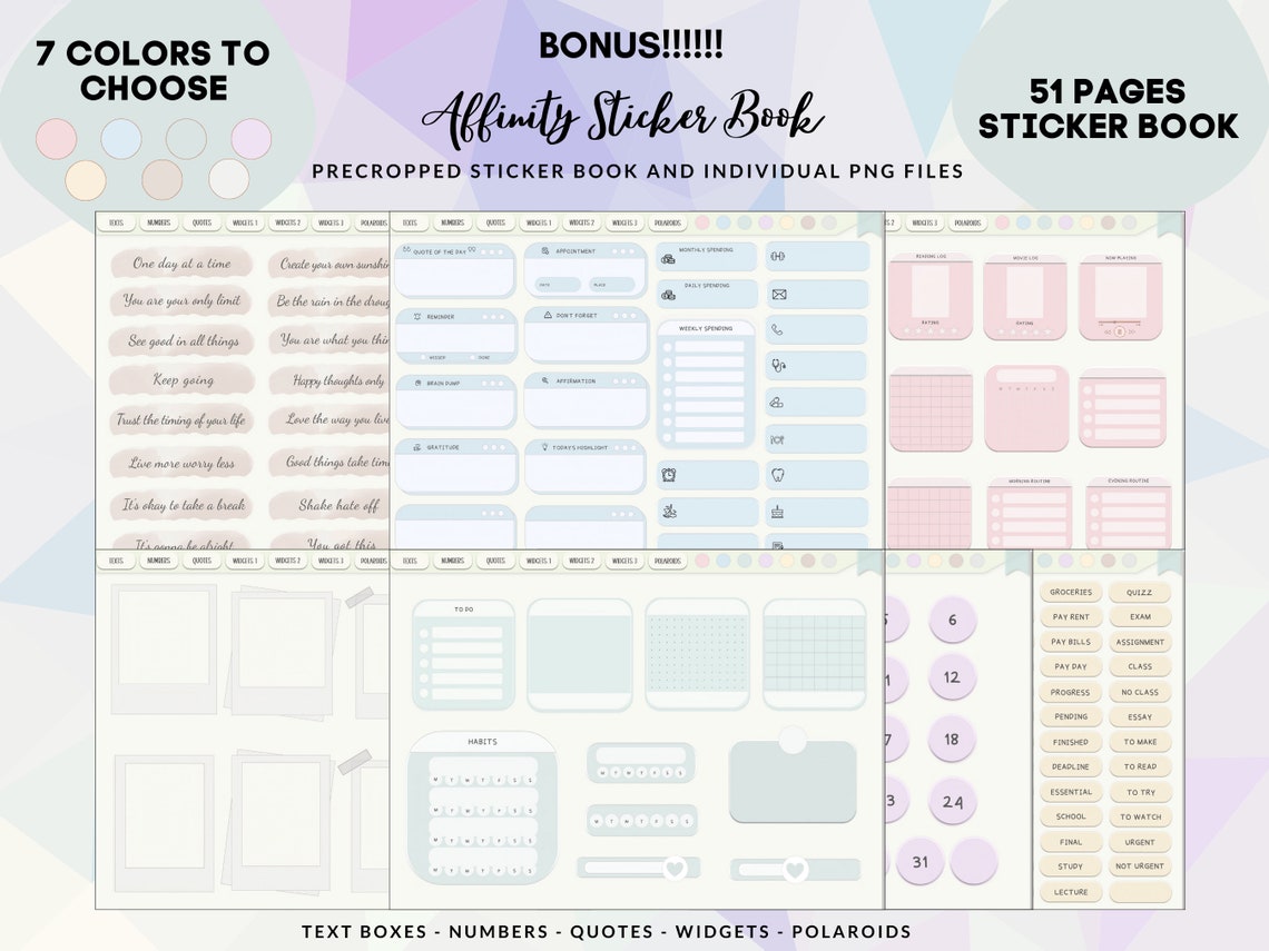 UNDATED Affinity Planner - PASTEL Theme, Undated Planner, iPad Planner ...