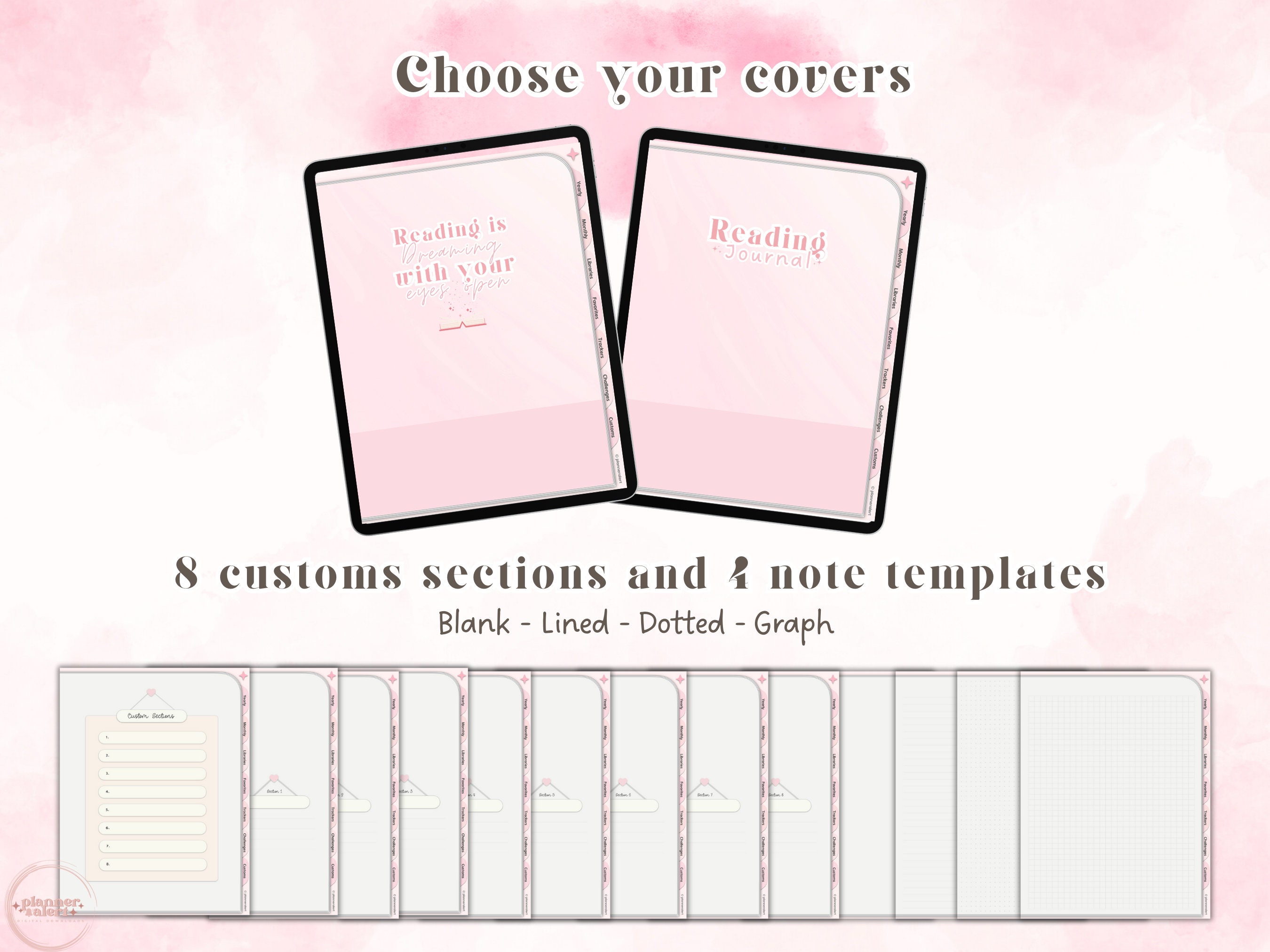 Pink Digital Reading Journal - Pink Book Review, Cute Reading Journal ...