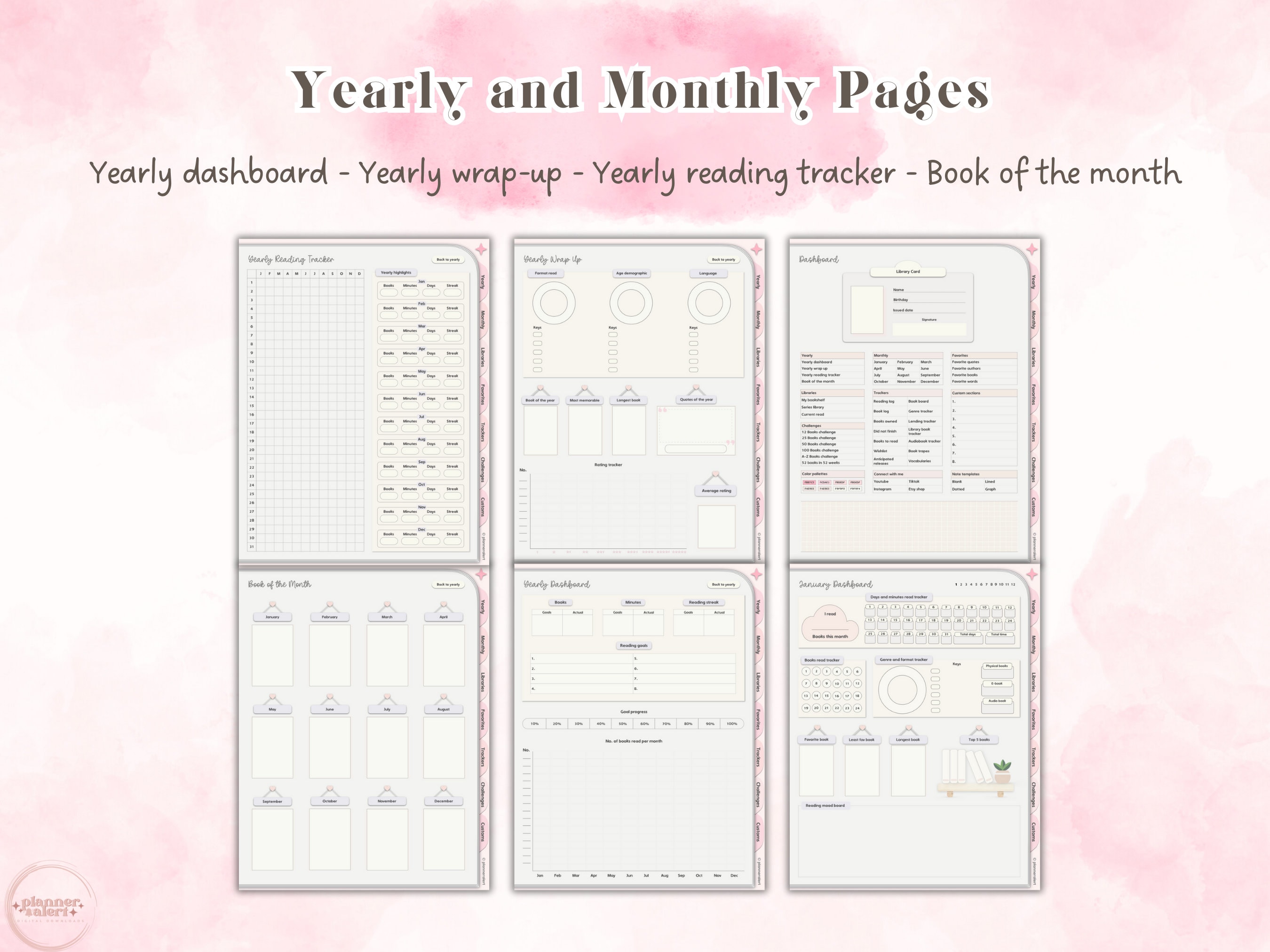 Pink Digital Reading Journal - Pink Book Review, Cute Reading Journal ...