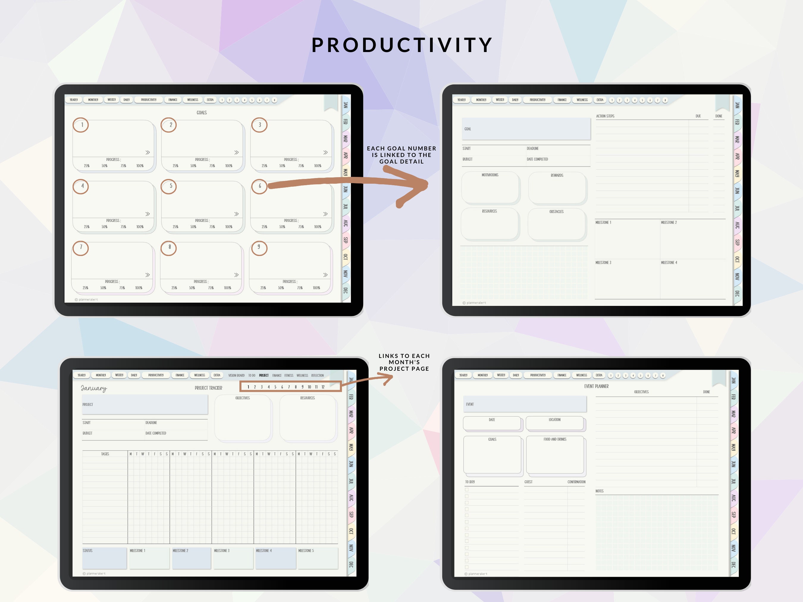 UNDATED Affinity Planner - PASTEL Theme, Undated Planner, iPad Planner ...