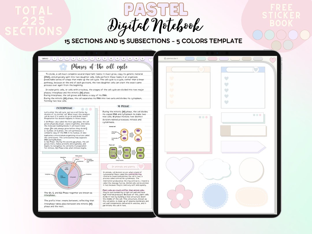 Pastel Digital Notebook Cute Digital Notebook Aesthetic - Etsy