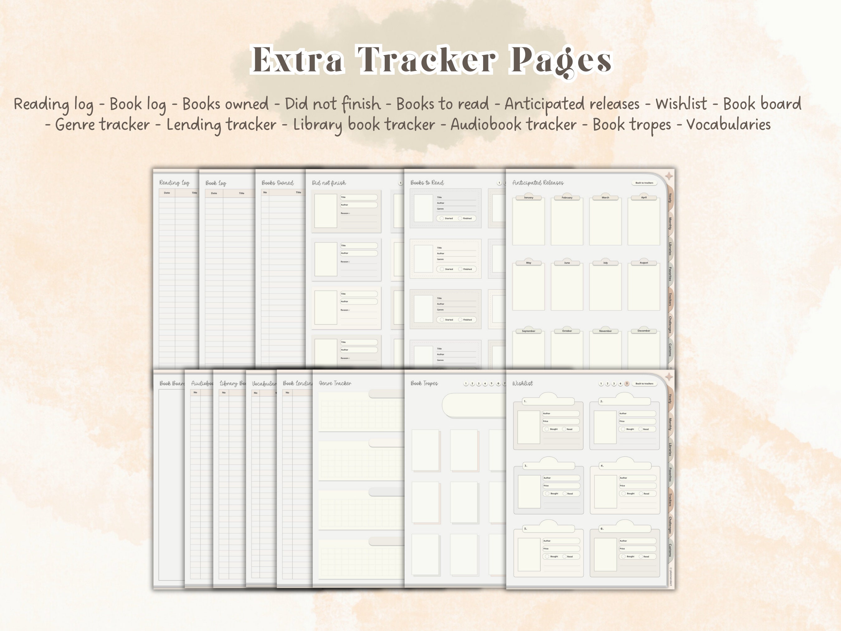 Earthy Digital Reading Journal Book Review, Cute Reading Journal, Book ...