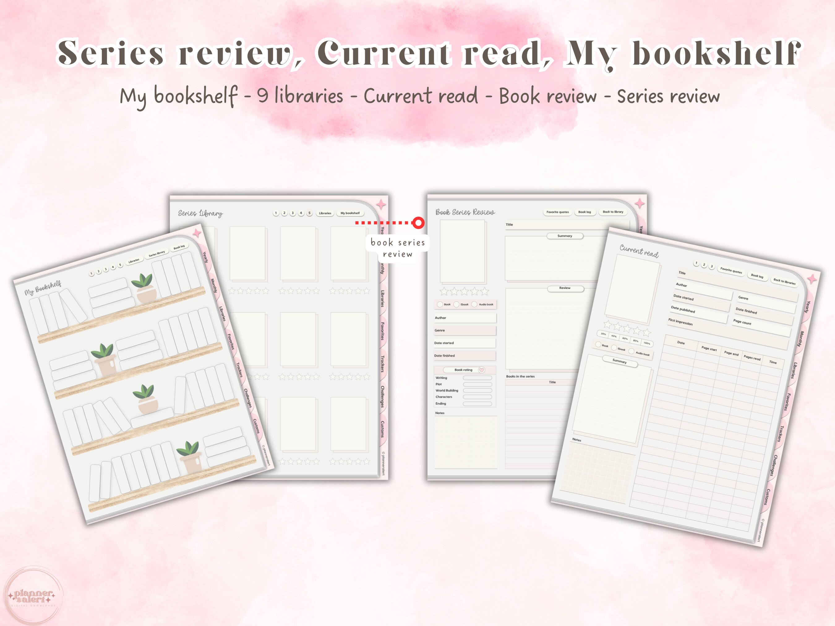 Pink Digital Reading Journal - Pink Book Review, Cute Reading Journal ...
