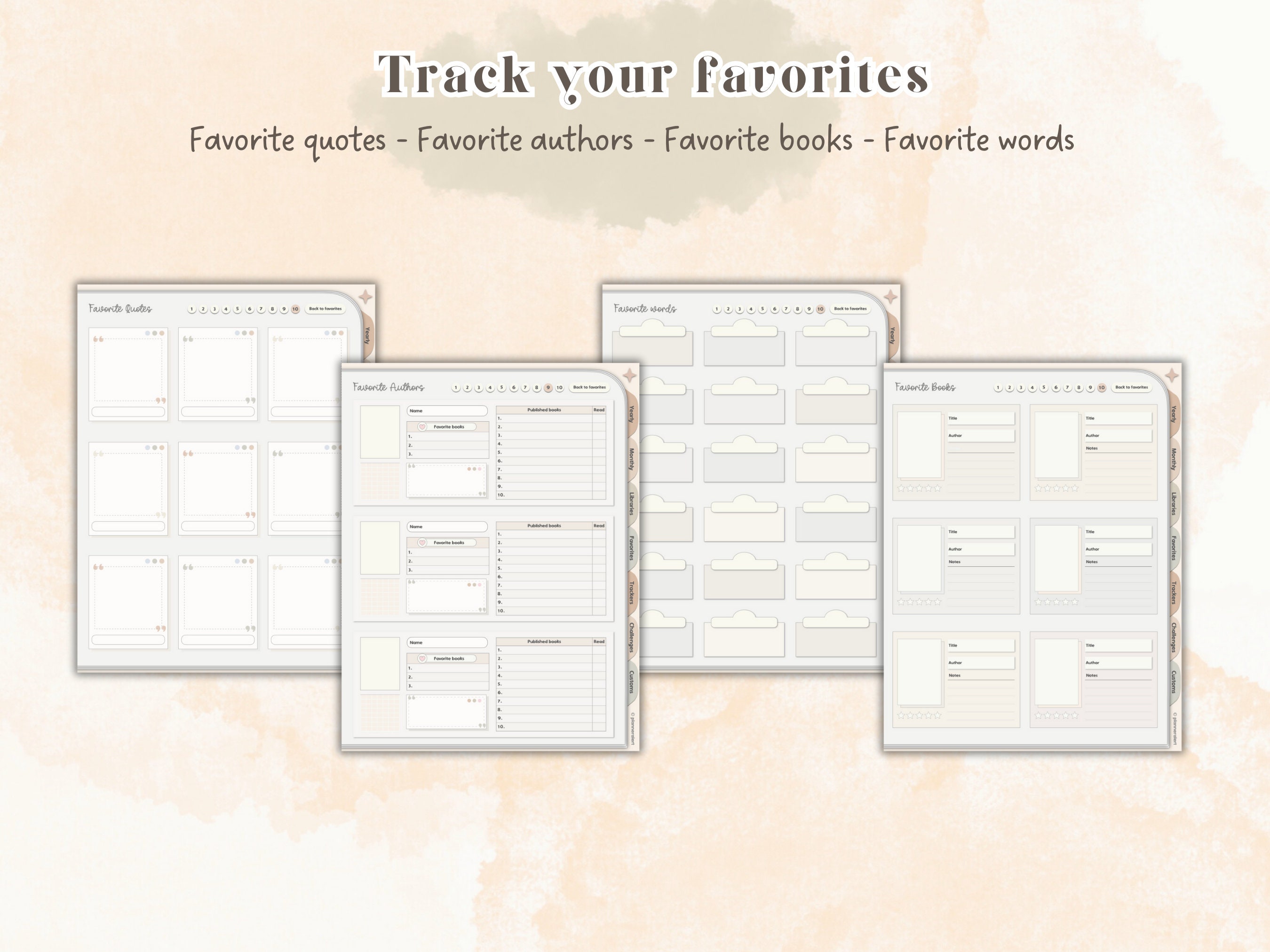 Earthy Digital Reading Journal Book Review, Cute Reading Journal, Book ...
