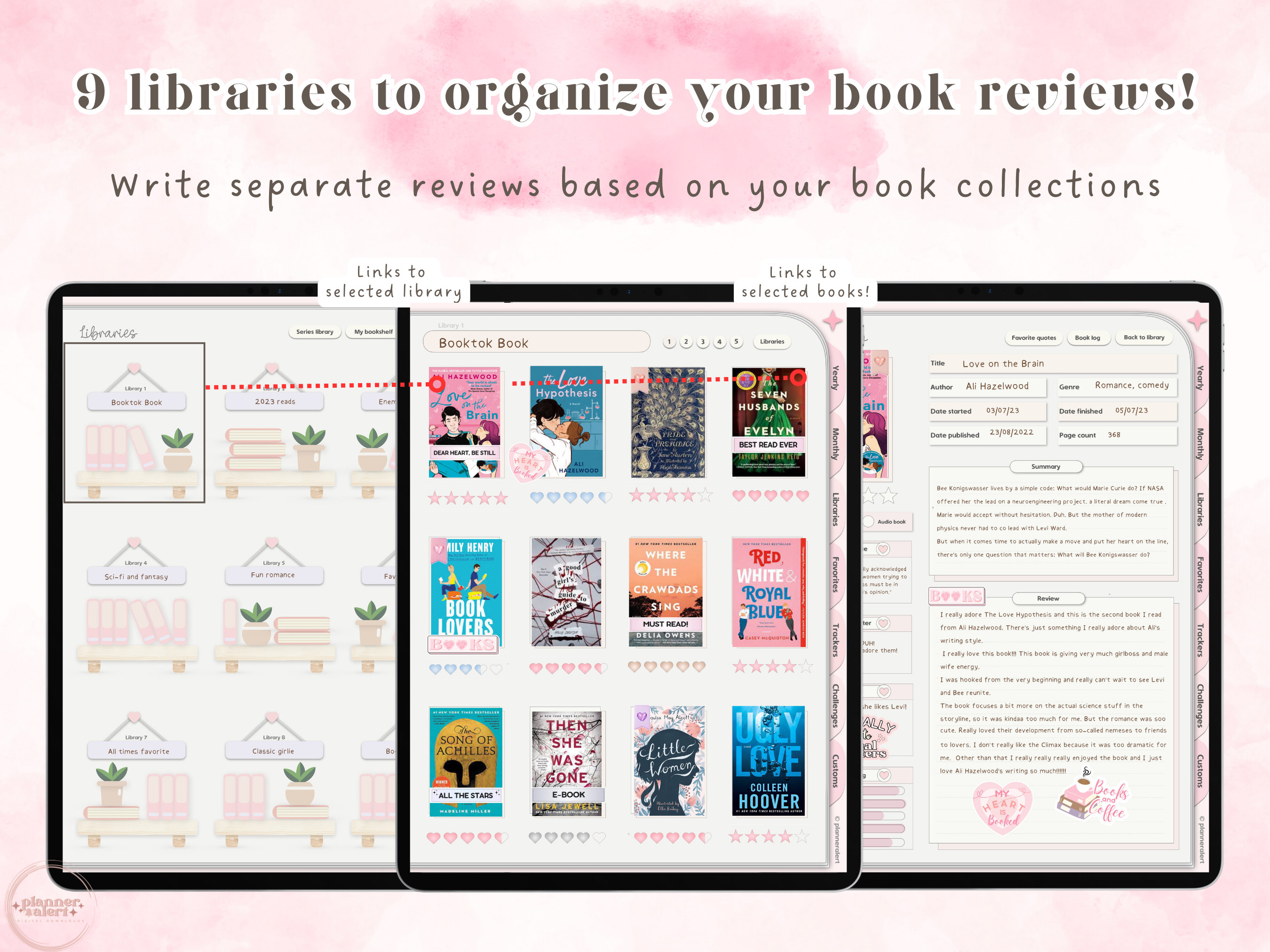 Pink Digital Reading Journal Pink Book Review, Cute Reading Journal ...
