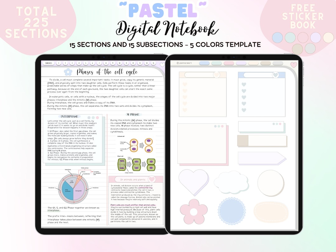 Pastel Digital Notebook, Cute Digital Notebook, Aesthetic Goodnotes ...