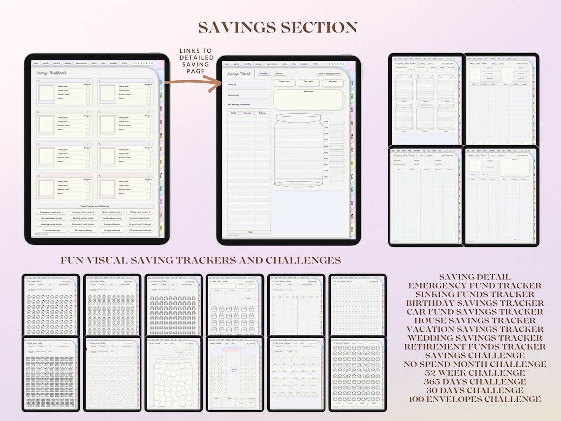 Money Planner Digital Budget Planner Savings Planner Pastel Budget ...