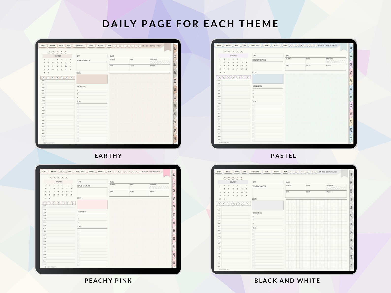 UNDATED Affinity Planner - PASTEL Theme, Undated Planner, iPad Planner ...