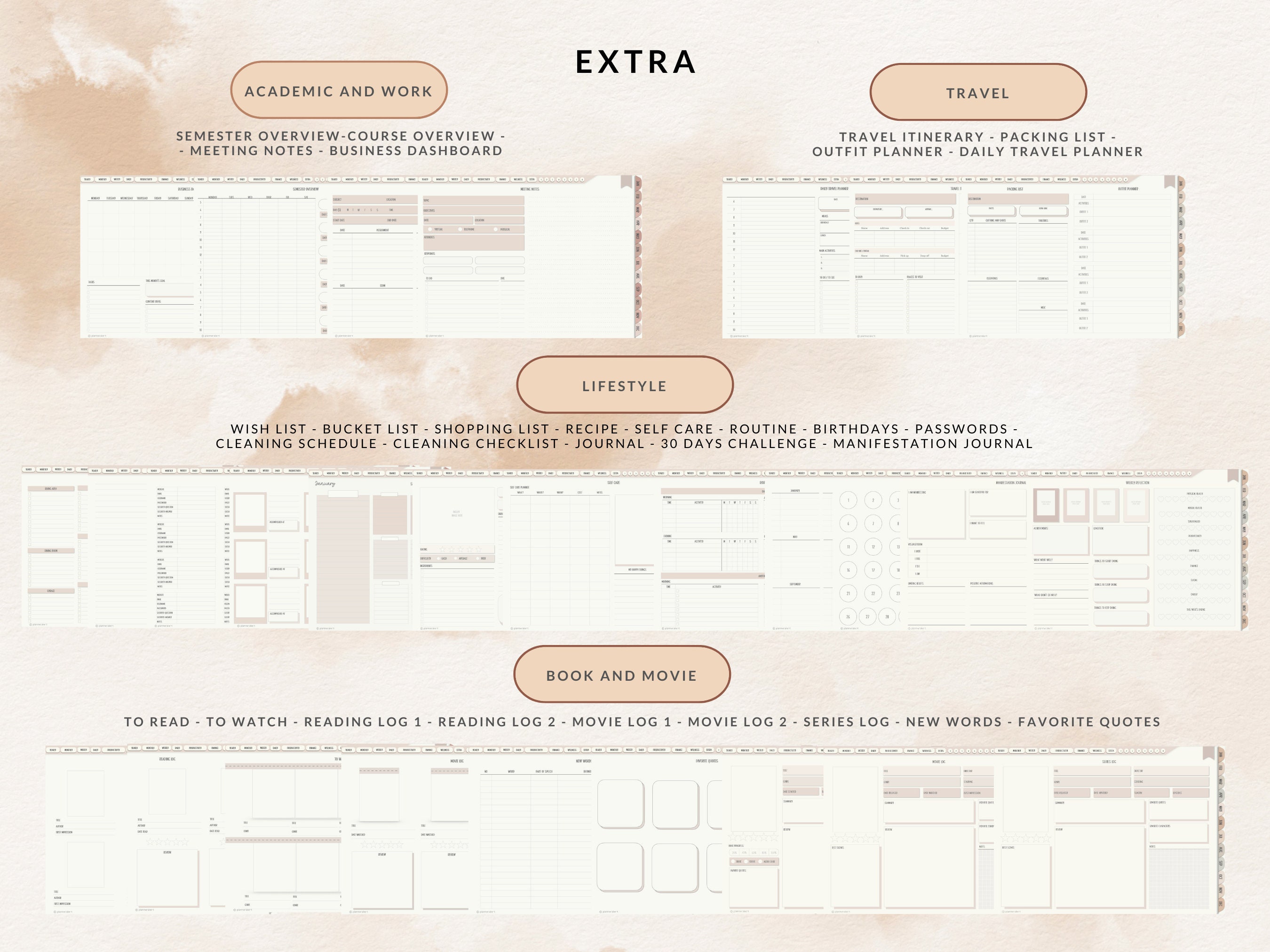 UNDATED Affinity Planner EARTHY Theme, Undated Planner, 2024 iPad Boho ...