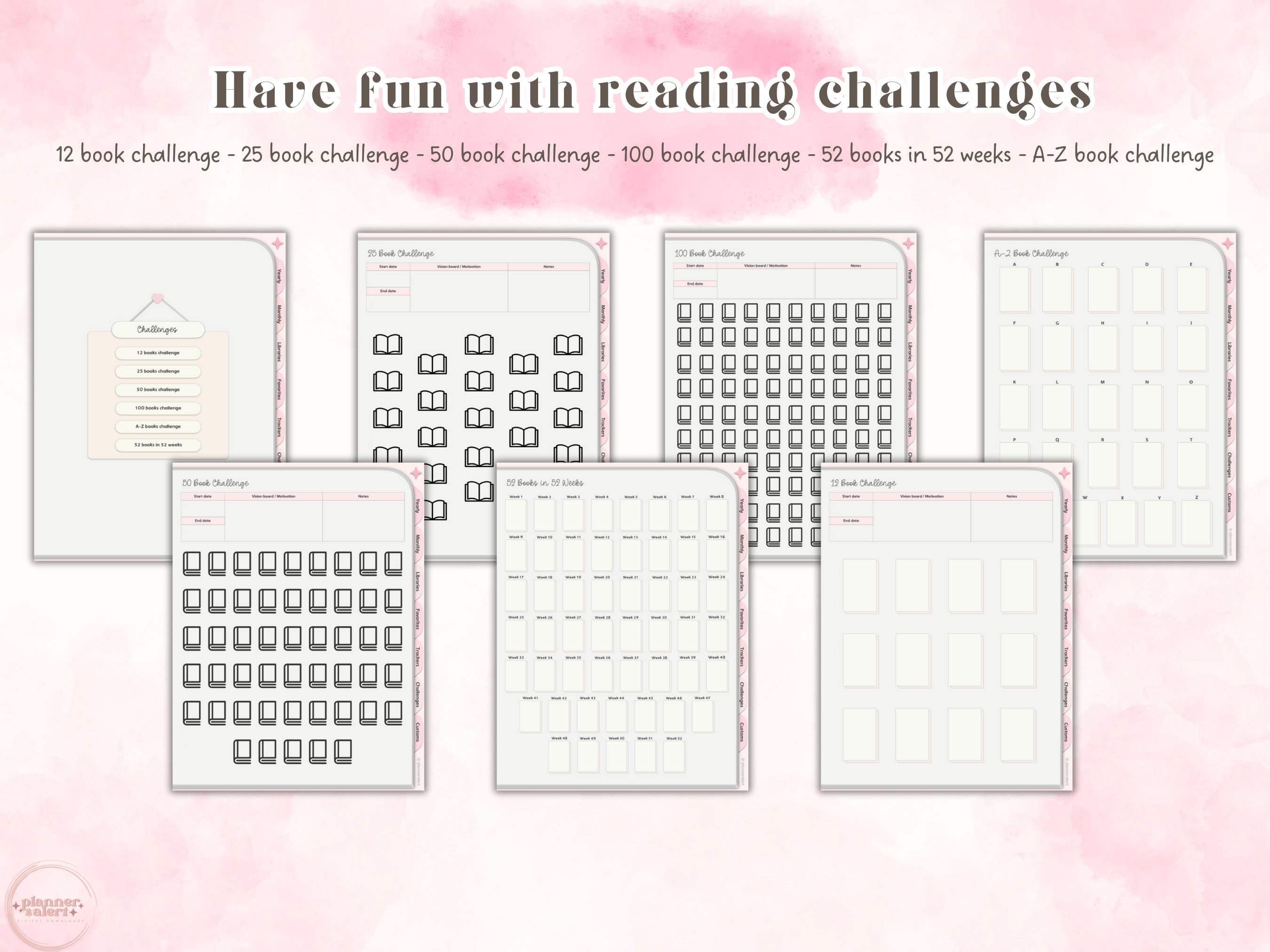 Pink Digital Reading Journal - Pink Book Review, Cute Reading Journal ...