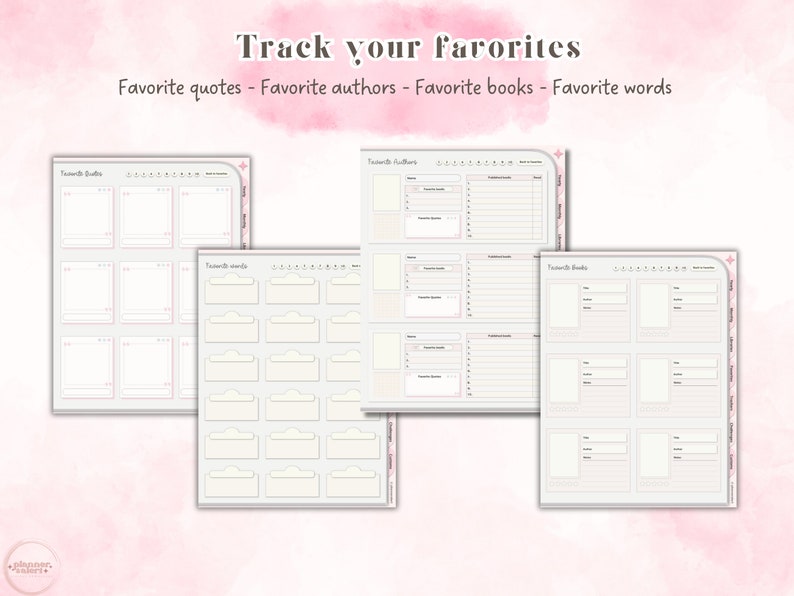 Pink Digital Reading Journal - Pink Book Review, Cute Reading Journal ...
