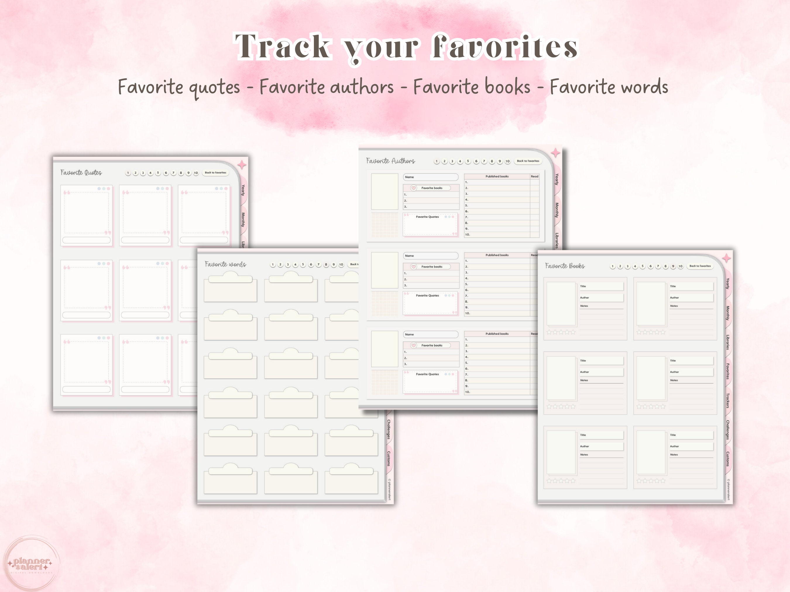 Pink Digital Reading Journal - Pink Book Review, Cute Reading Journal ...