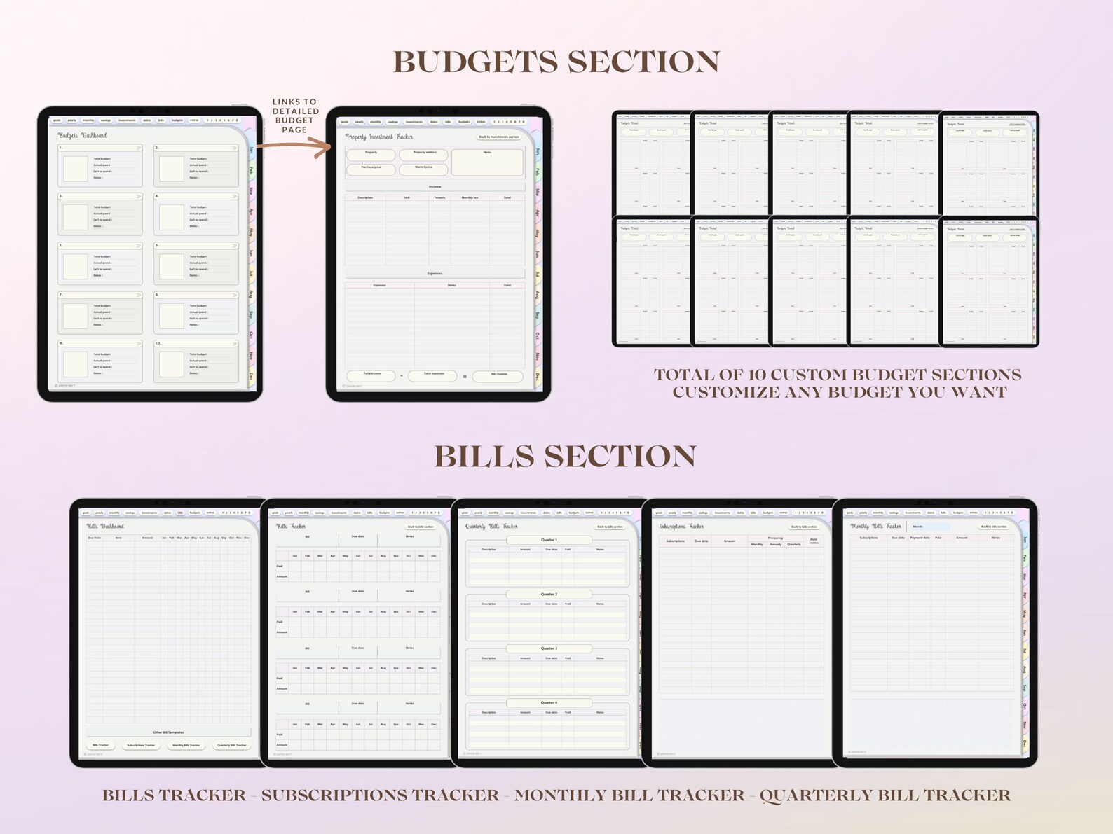 Money Planner Digital Budget Planner Savings Planner Pastel Budget ...