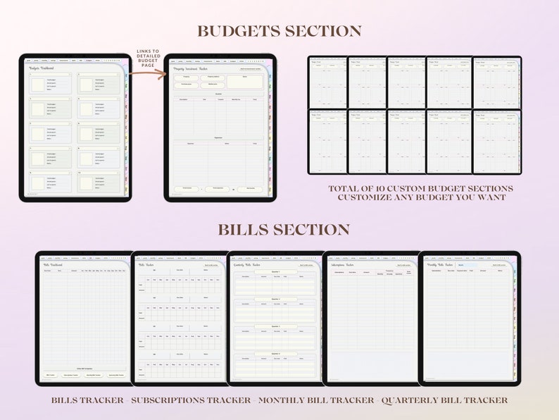 Money Planner Digital Budget Planner Savings Planner Pastel Budget ...