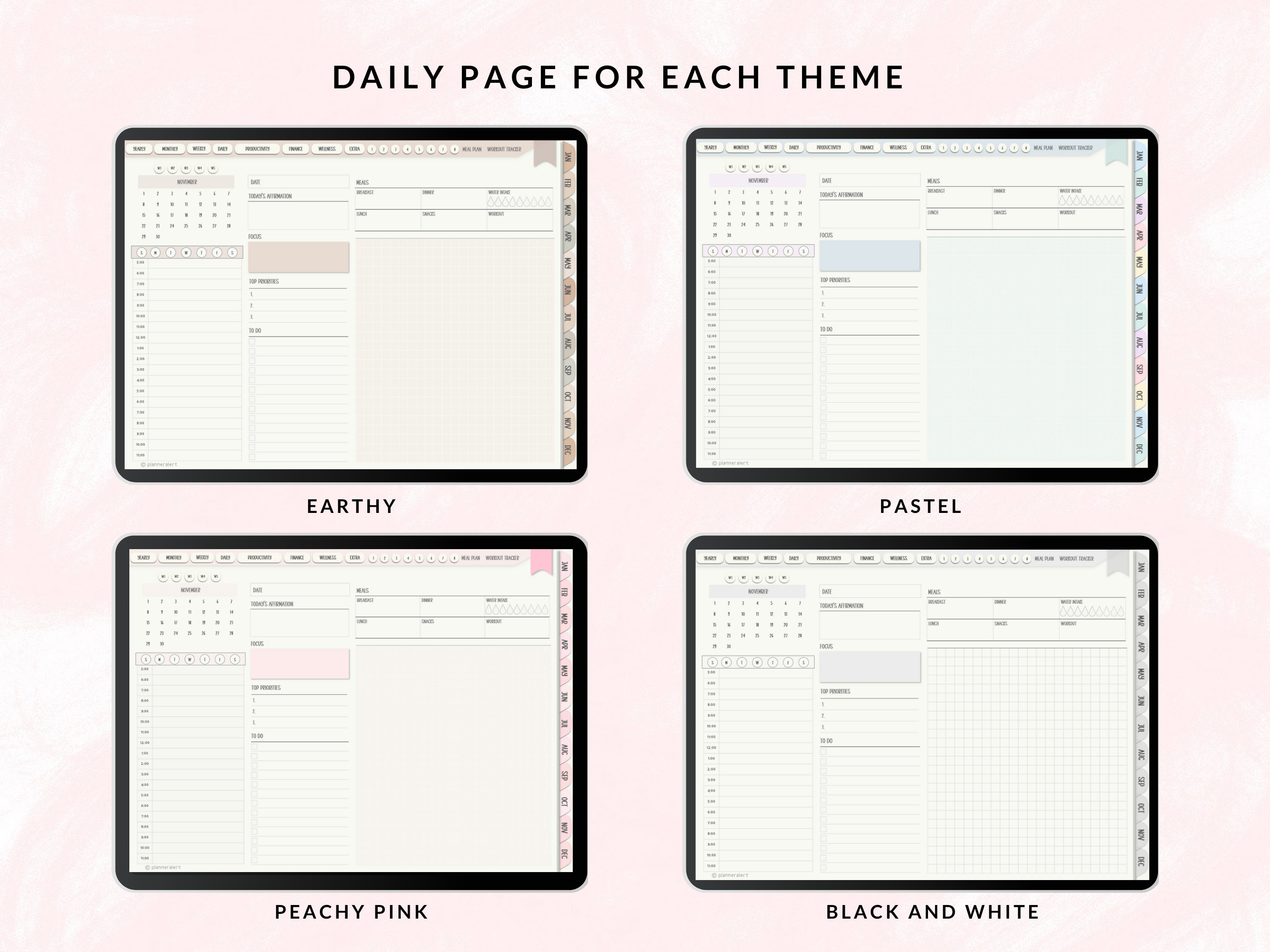 Undated Pink Digital Planner, iPad Planner, 2025 Goodnotes Planner ...