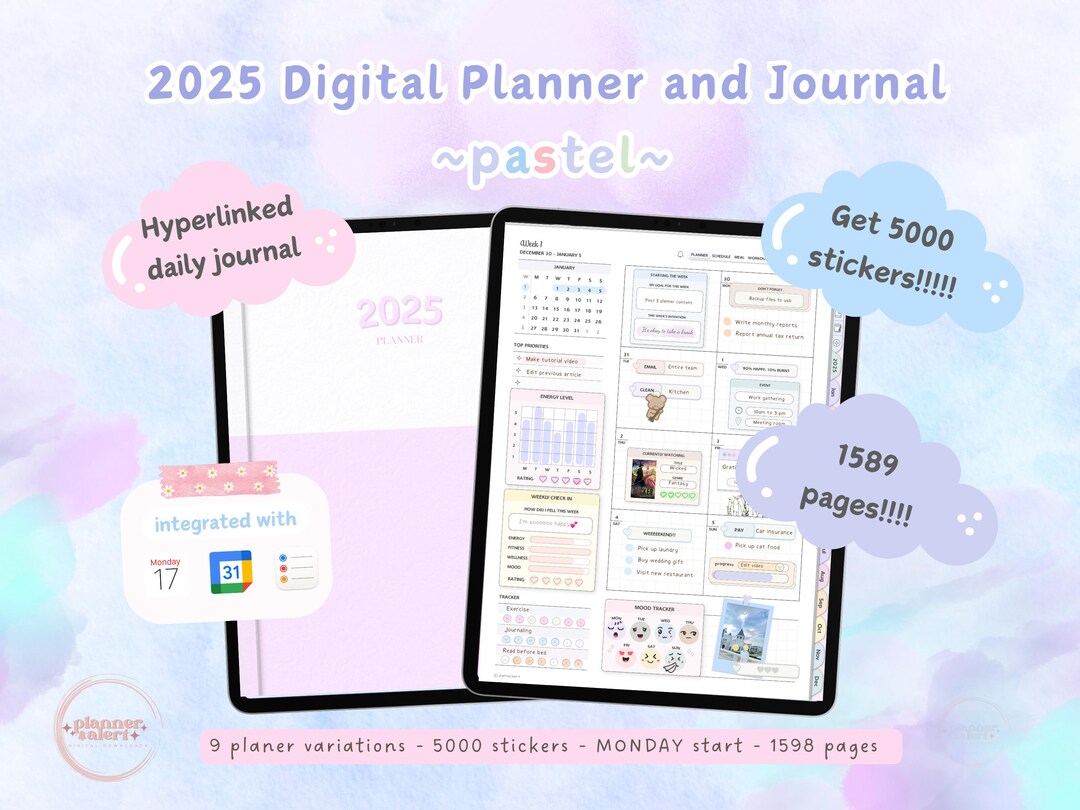 2025 Pastel Digital Planner and Journal , iPad Planner, 2025 Goodnotes ...