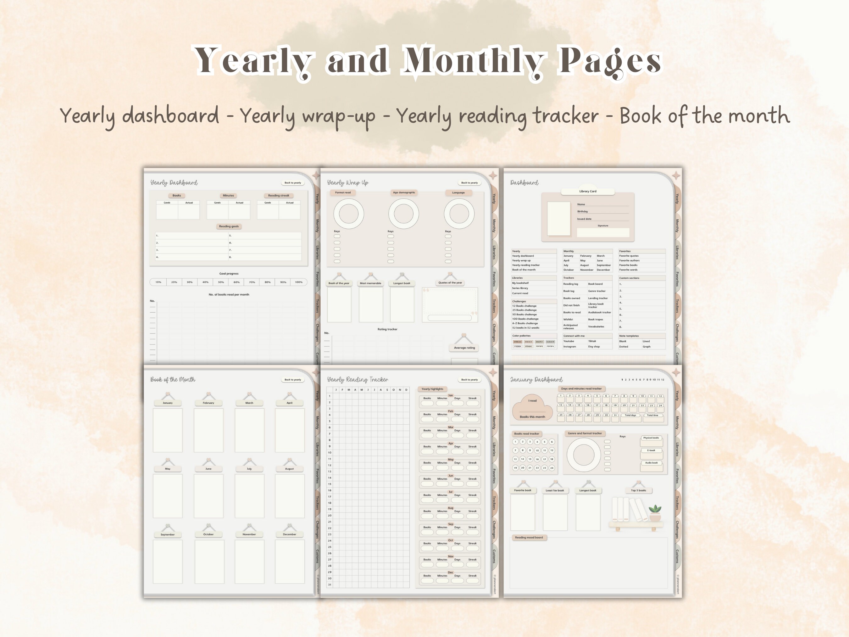 Earthy Digital Reading Journal Book Review, Cute Reading Journal, Book ...