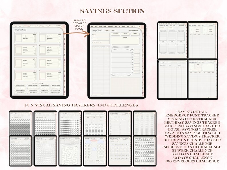 Money Planner - Digital Budget Planner - Savings Planner - Pink Budget ...