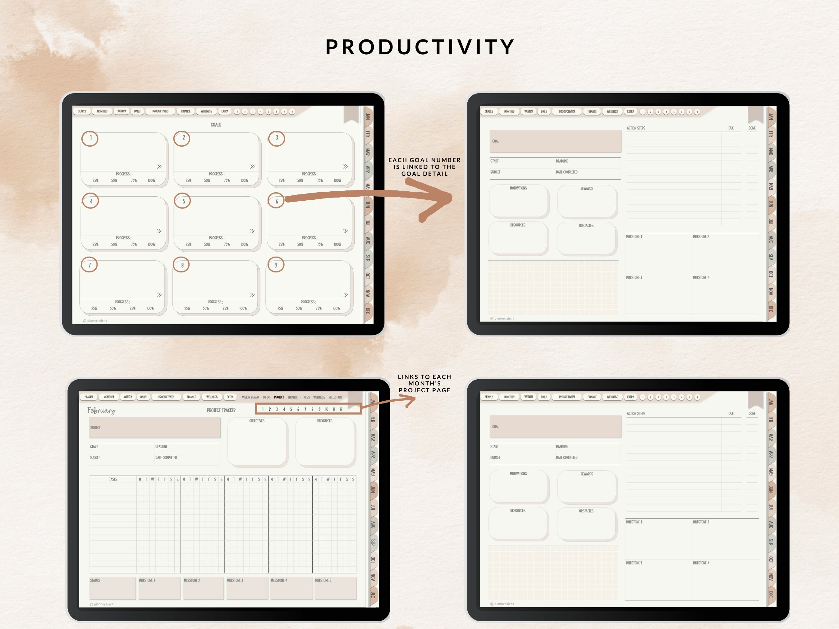 UNDATED Affinity Planner EARTHY Theme, Undated Planner, 2024 iPad Boho ...