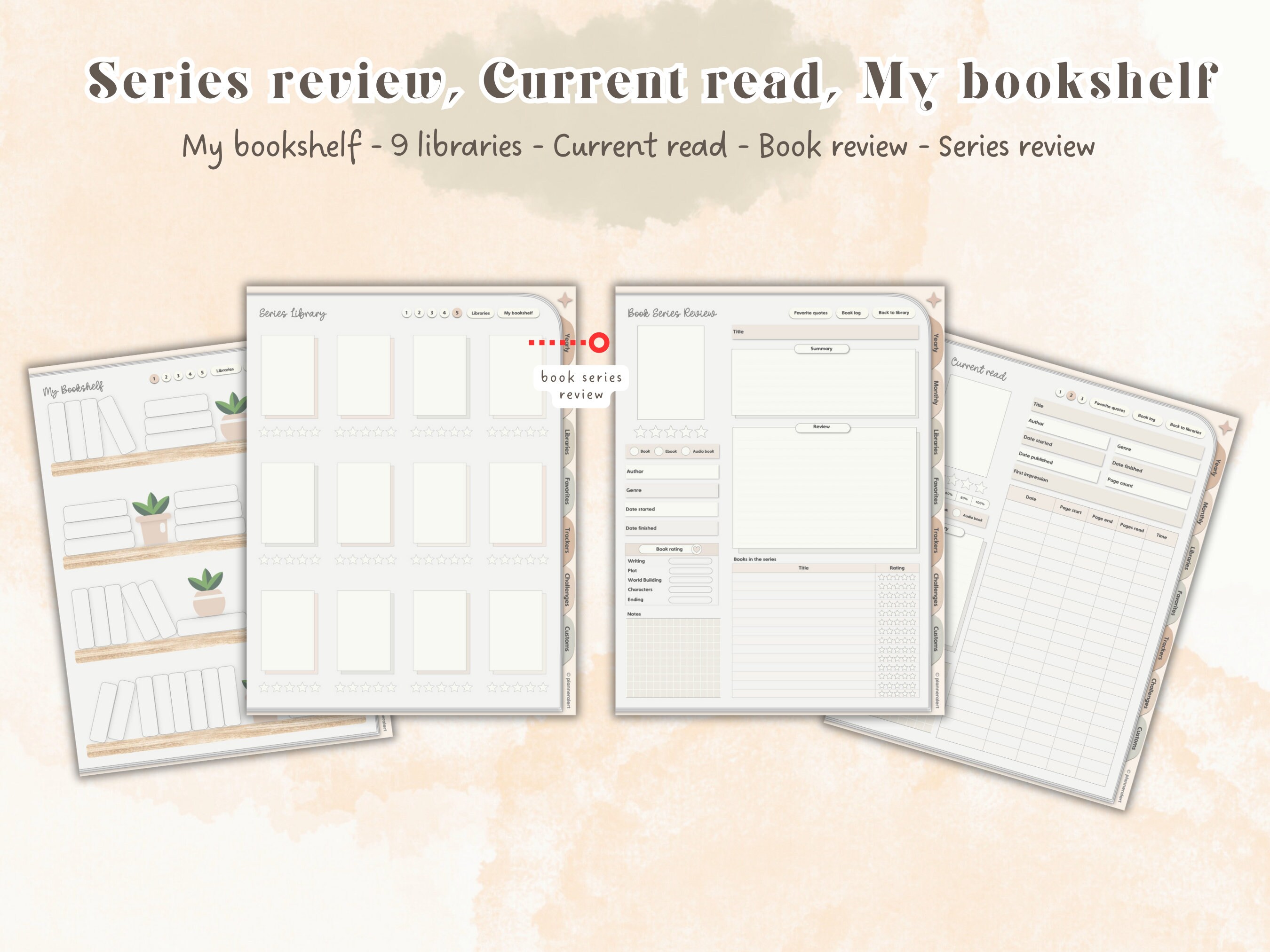 Earthy Digital Reading Journal Book Review, Cute Reading Journal, Book ...