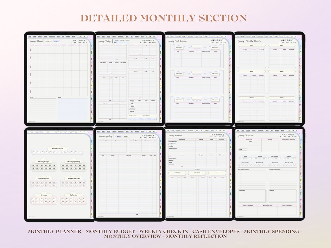 Money Planner Digital Budget Planner Savings Planner Pastel Budget ...