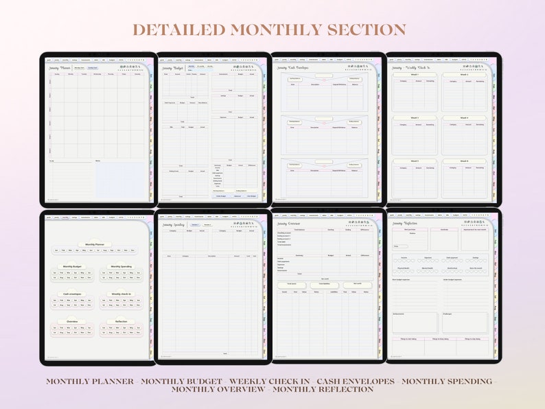 Money Planner Digital Budget Planner Savings Planner Pastel Budget ...