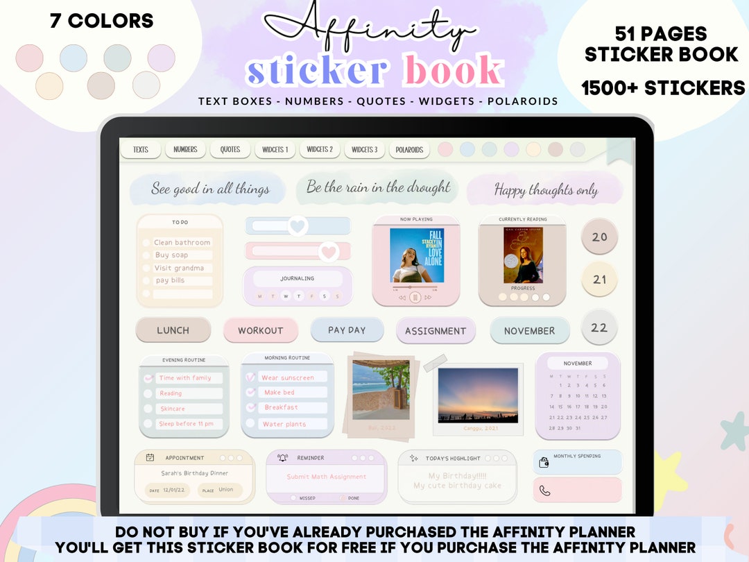 Digital Sticker Book, Digital Widgets and Stickers for Planner, Planner ...