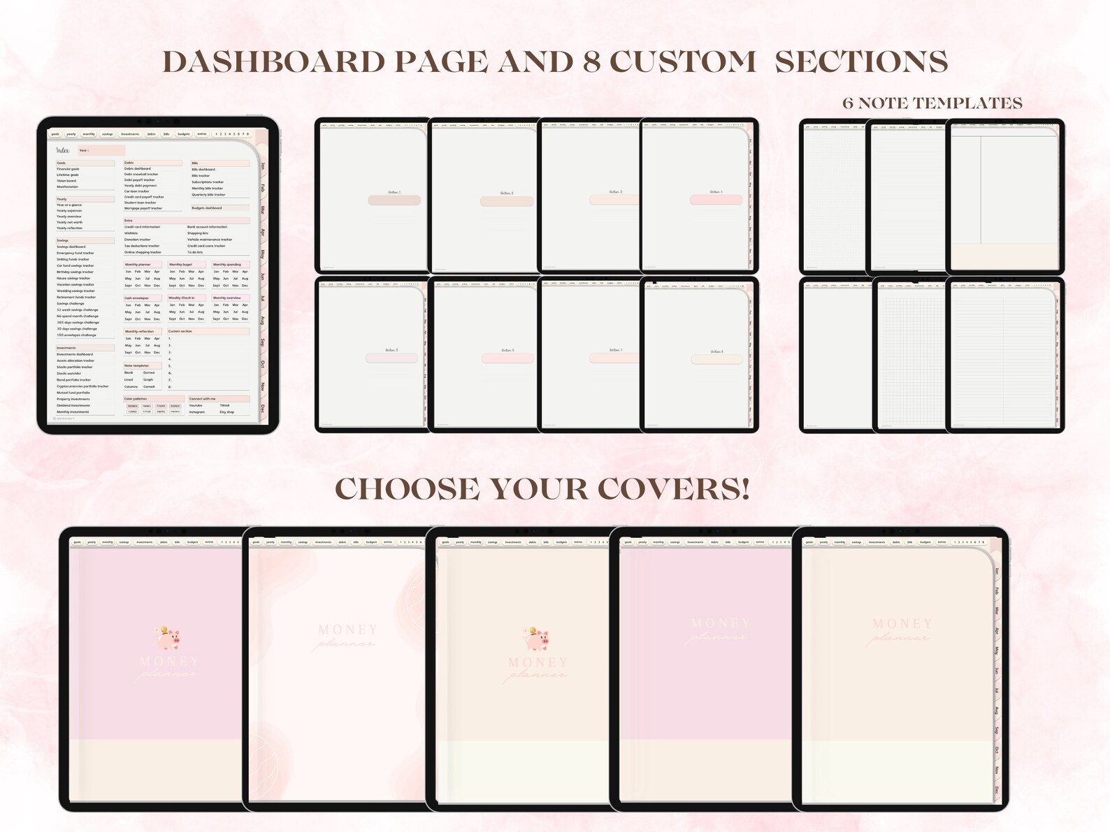 Money Planner Digital Budget Planner Savings Planner Pink Budget ...