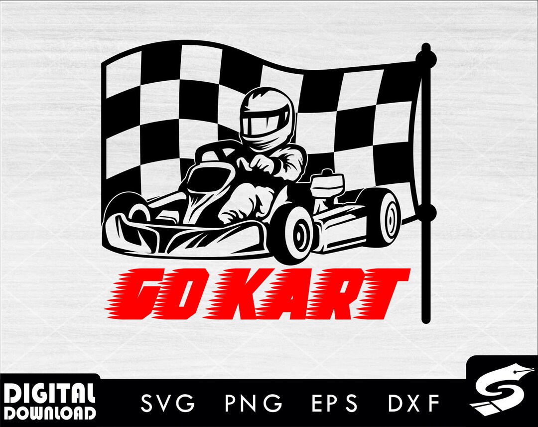Go Kart Finish Flag 2 Svg, Kart Racing Svg, Go Kart Racer Svg, for Go ...
