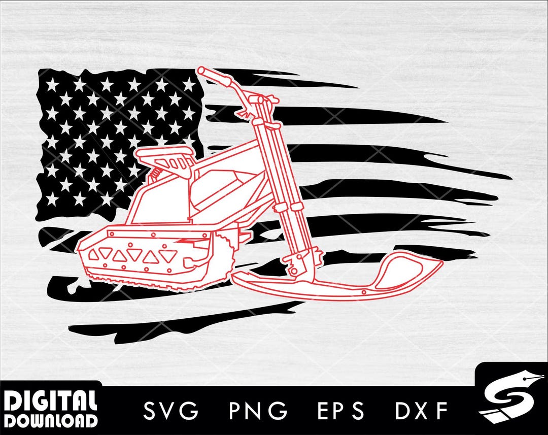 American Distress Flag Snow Scooter Svg, Snow Mobile Svg, Snowmobile ...