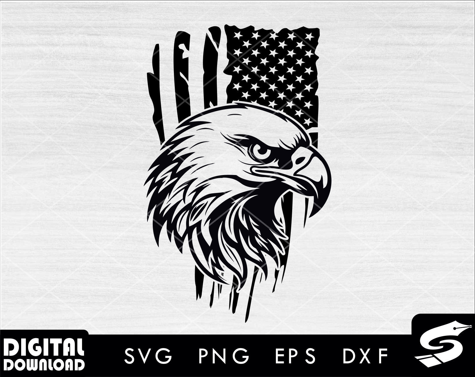 American Distressed Flag Eagle Head Svg, Eagle Svg, American Eagle Svg ...