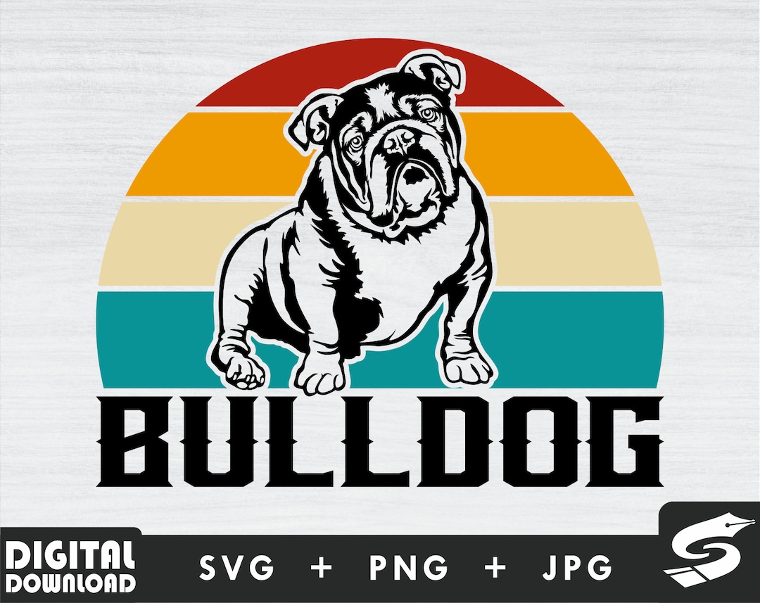 Retro Bulldog Svg, Bulldogs Svg, Dog Svg, Bulldog Vector, for Dog ...