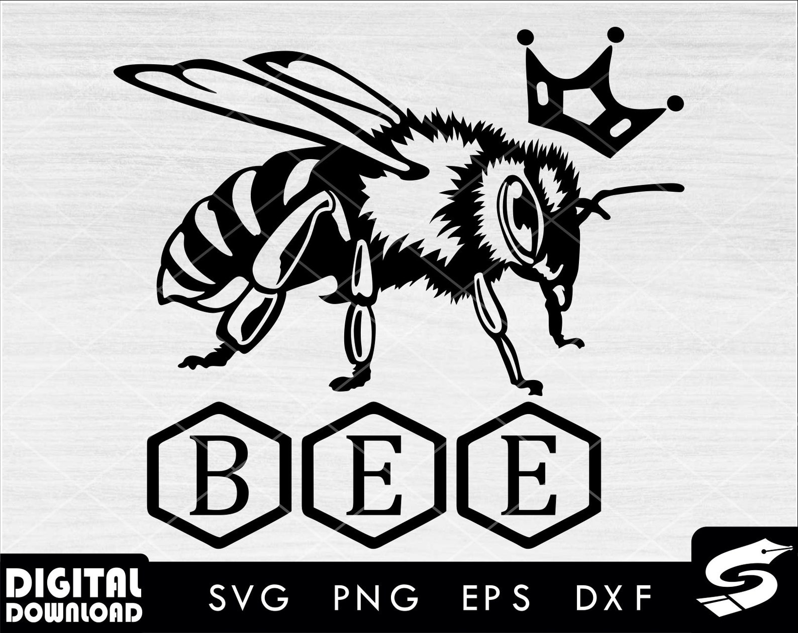 Queen Bee 02 SVG | Bee SVG | Honey Bee SVG | Silhouette Vector Cut File ...