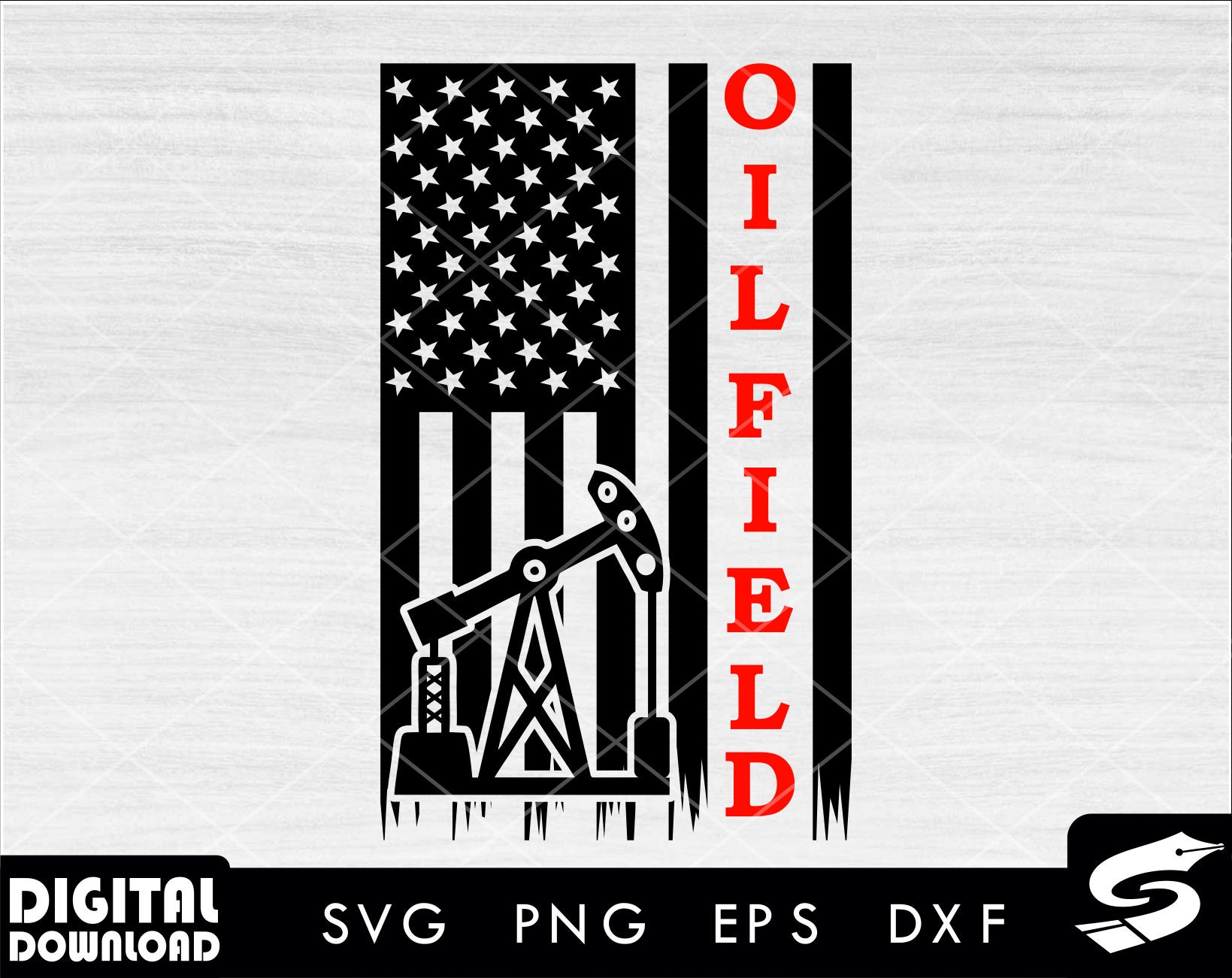US American Flag Oil Rig #03 Svg, Oil Drilling Svg, Oil Derrick Svg ...
