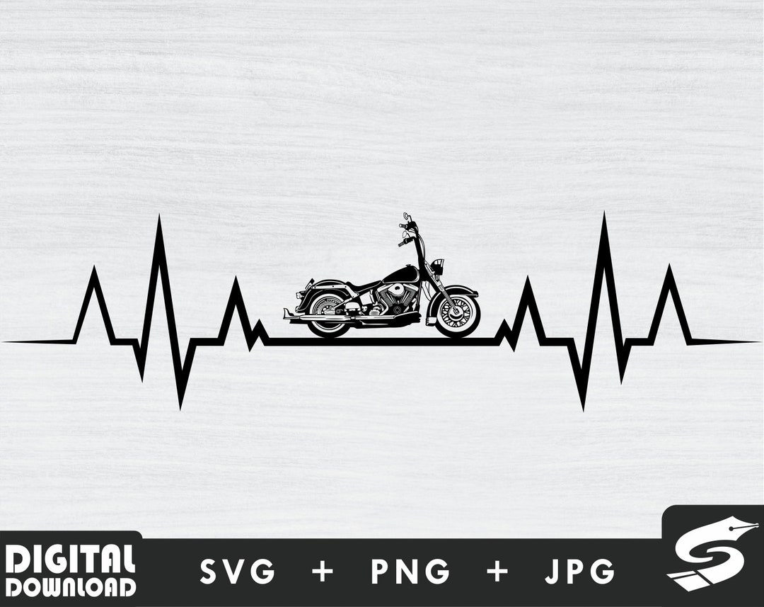 Heartbeat Motorcycle Svg, Motorcycle Svg, Motorcycle Clipart, Biker Svg ...