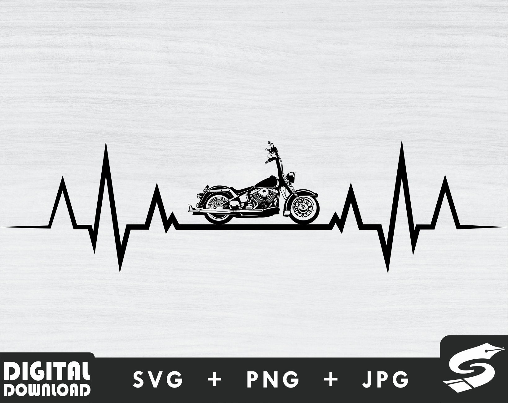 Heartbeat Motorcycle Svg, Motorcycle Svg, Motorcycle Clipart, Biker Svg ...