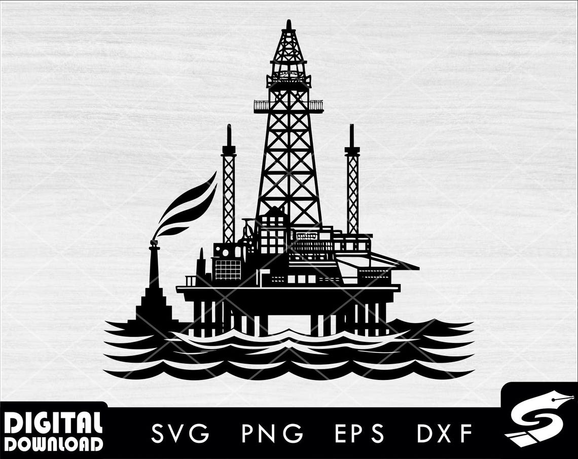 Cool Oil Rig 2 SVG, Oilfield Svg, Oil Pump Svg, Oil Derrick Svg, Oil ...