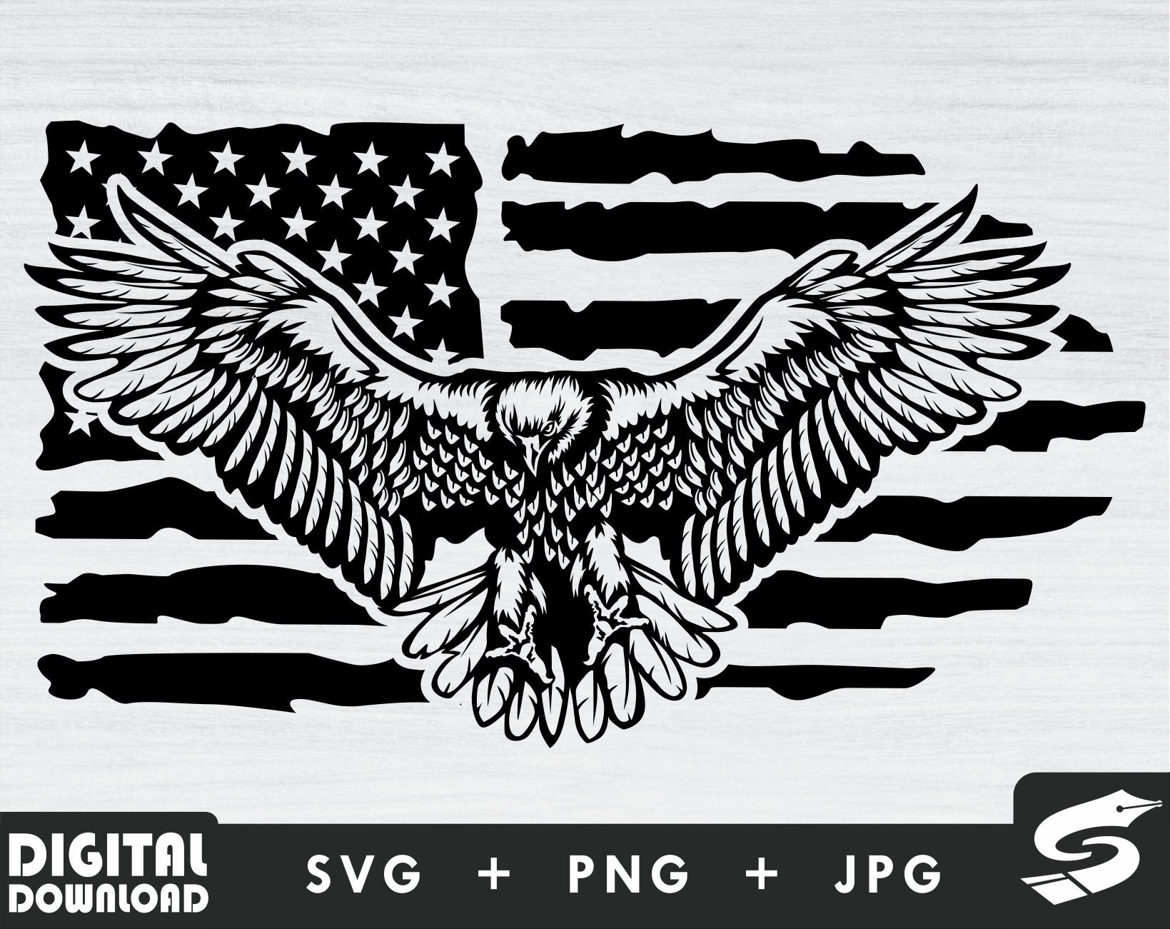 American Distressed Flag Eagle Svg, Eagle Svg, American Eagle Svg ...